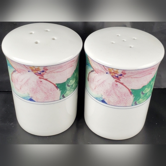 Mikasa | Dining | Mikasa Floral Salt And Pepper Shakers Pink And Green ...